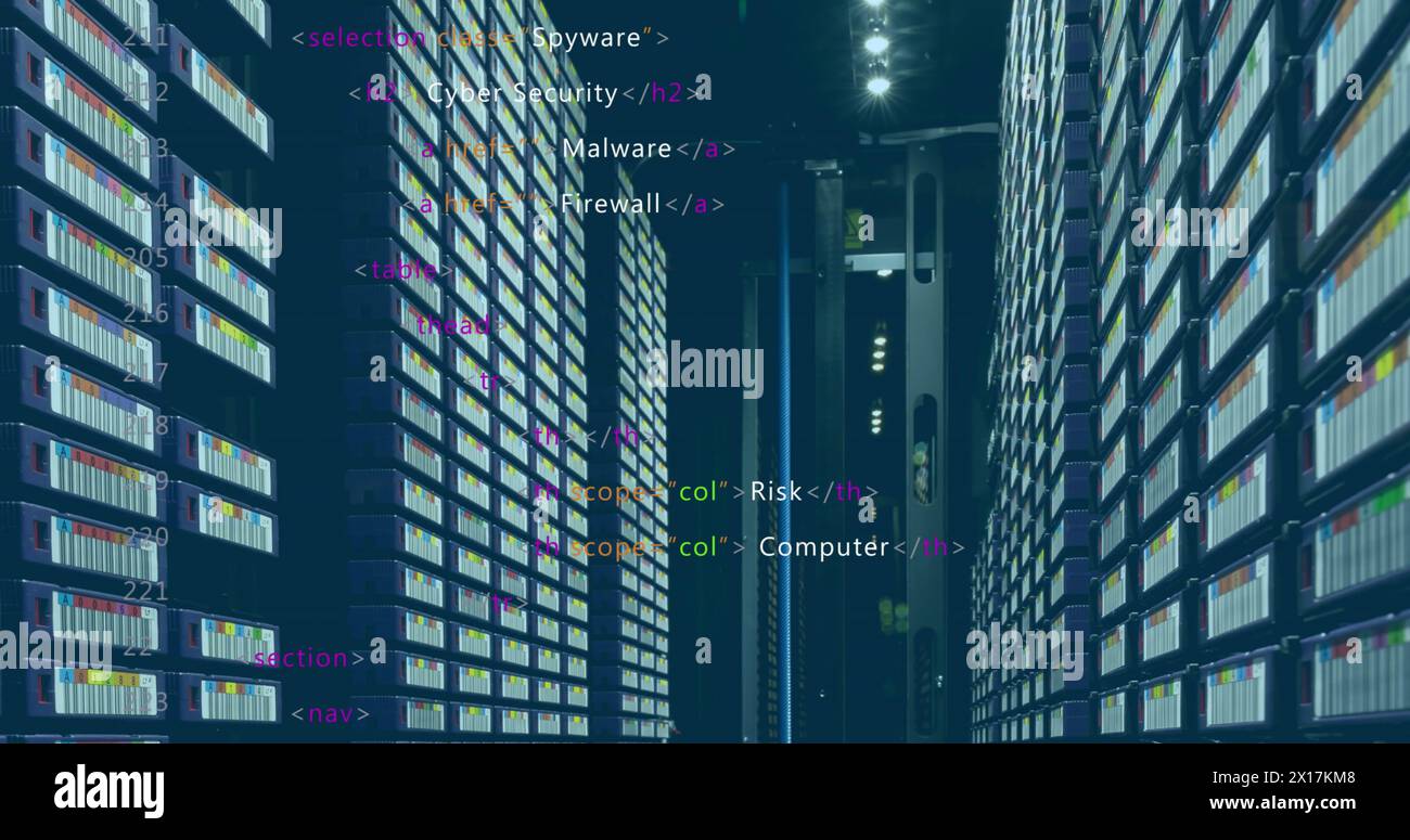 Image Of Computer Data Processing Html Over Computer Servers Stock