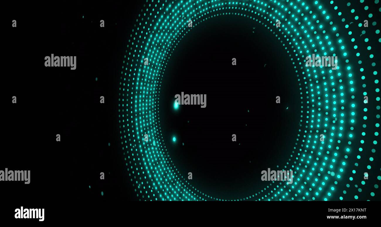 Image of spinning blue glowing circles on black background Stock Photo ...
