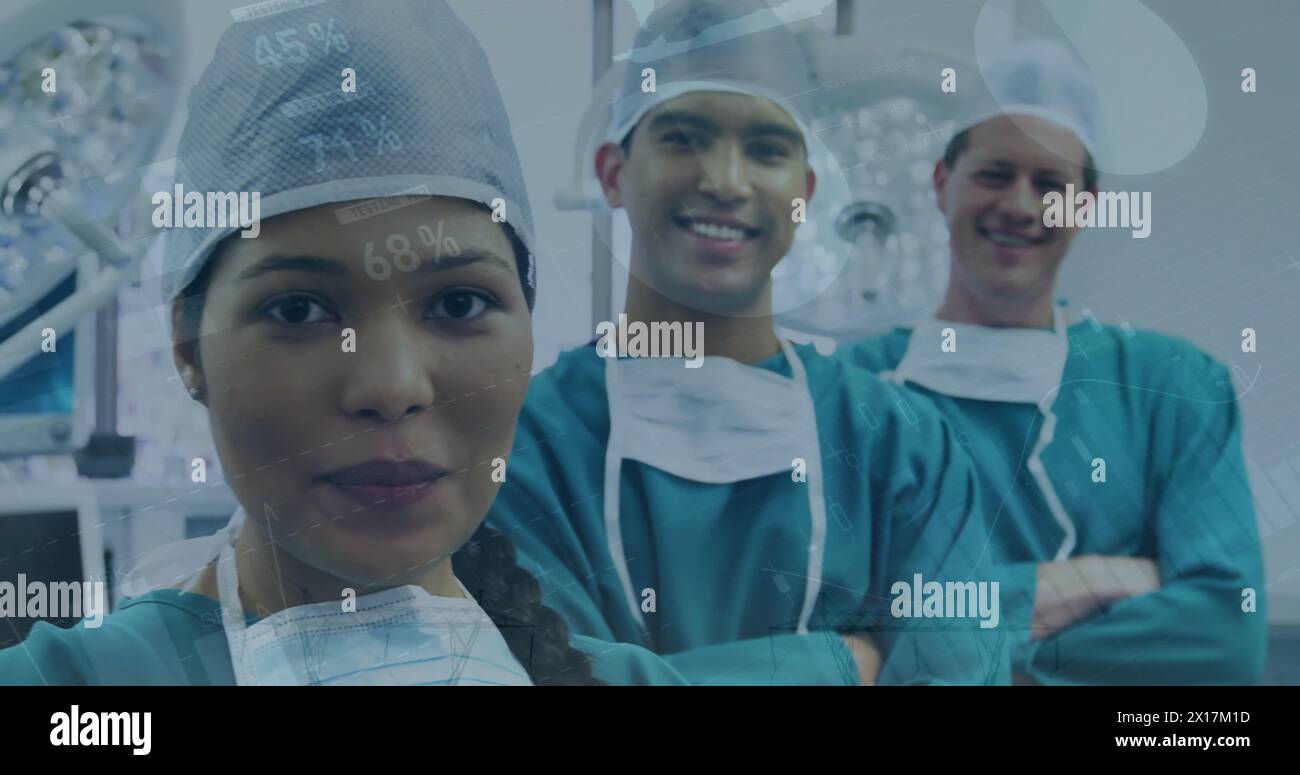 Image of data processing over diverse male and female surgeons in ...