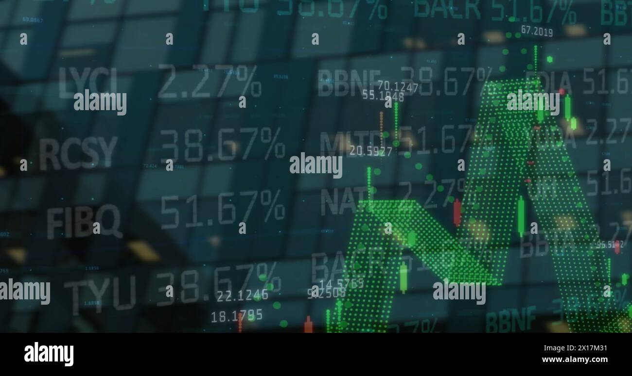Image of data processing, diagrams and stock market over modern ...