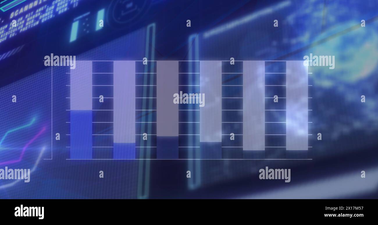 Image of statistics and data processing over screens Stock Photo - Alamy