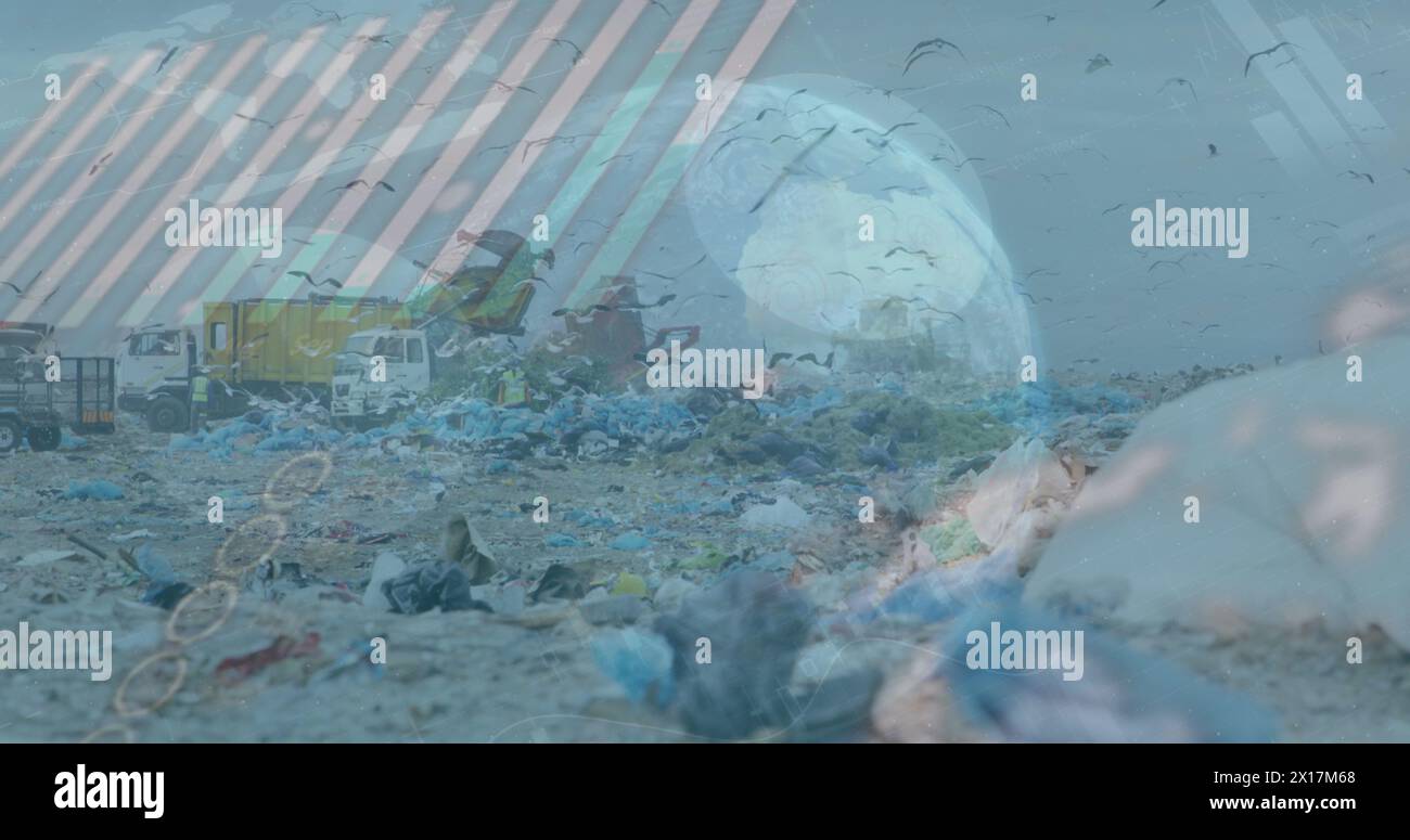 Image of data processing over rubbish dump Stock Photo - Alamy