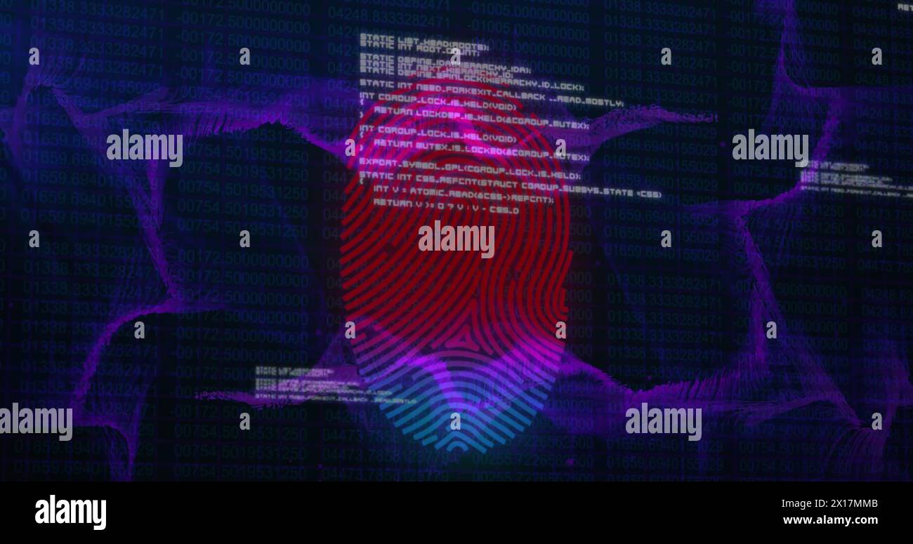 Image of security biometric fingerprint and data processing Stock Photo - Alamy