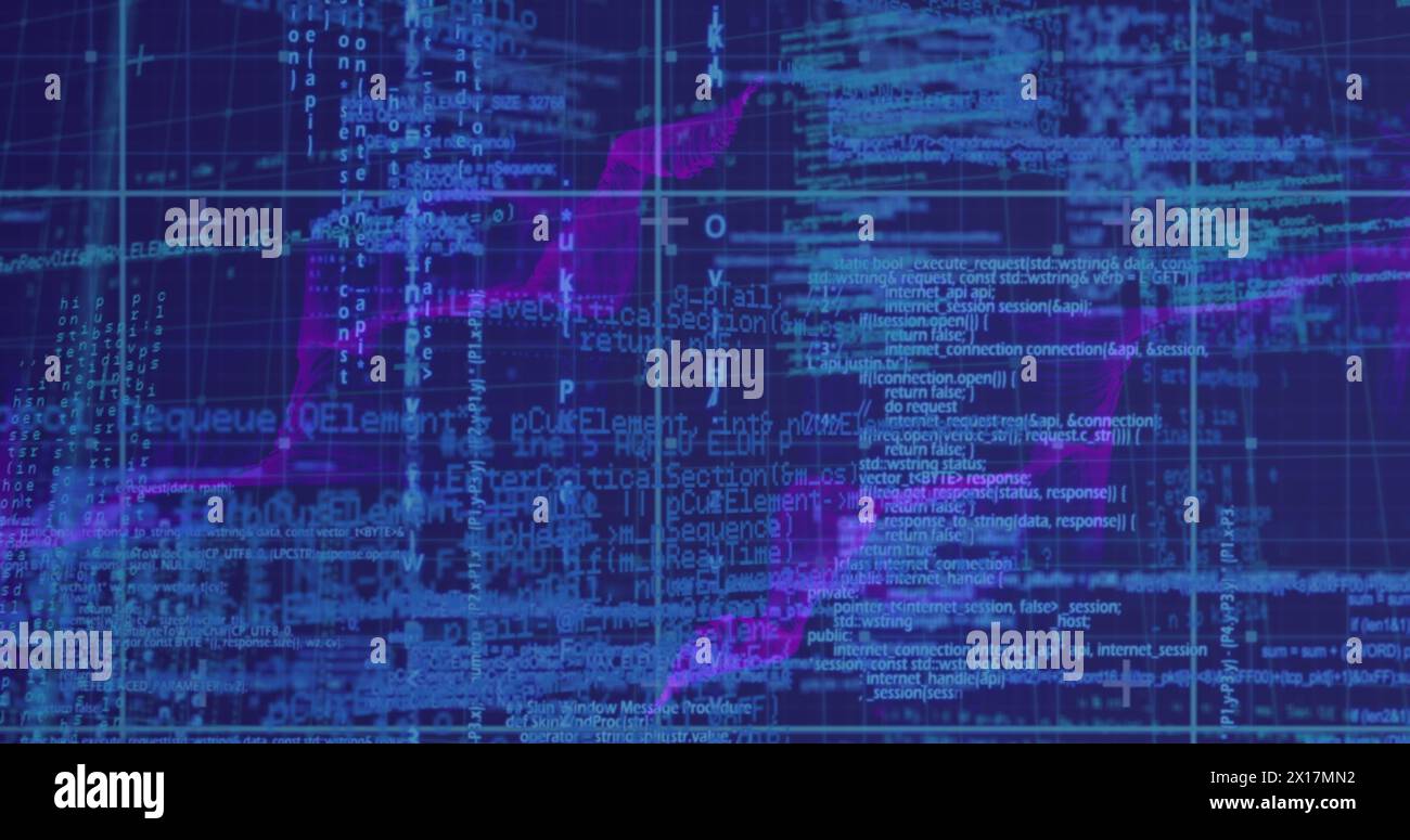 Image of networks and data processing over grid Stock Photo - Alamy