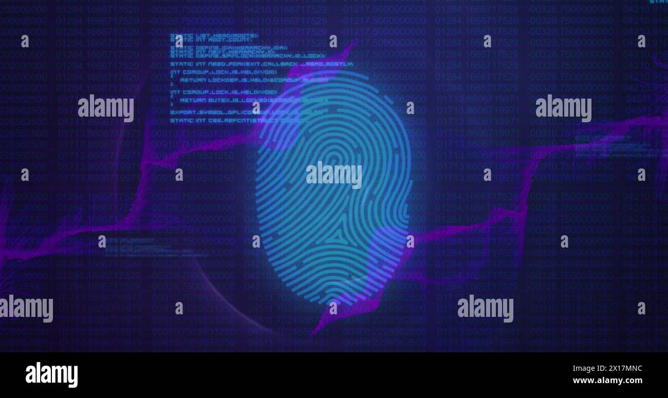 Image of security biometric fingerprint and data processing Stock Photo ...
