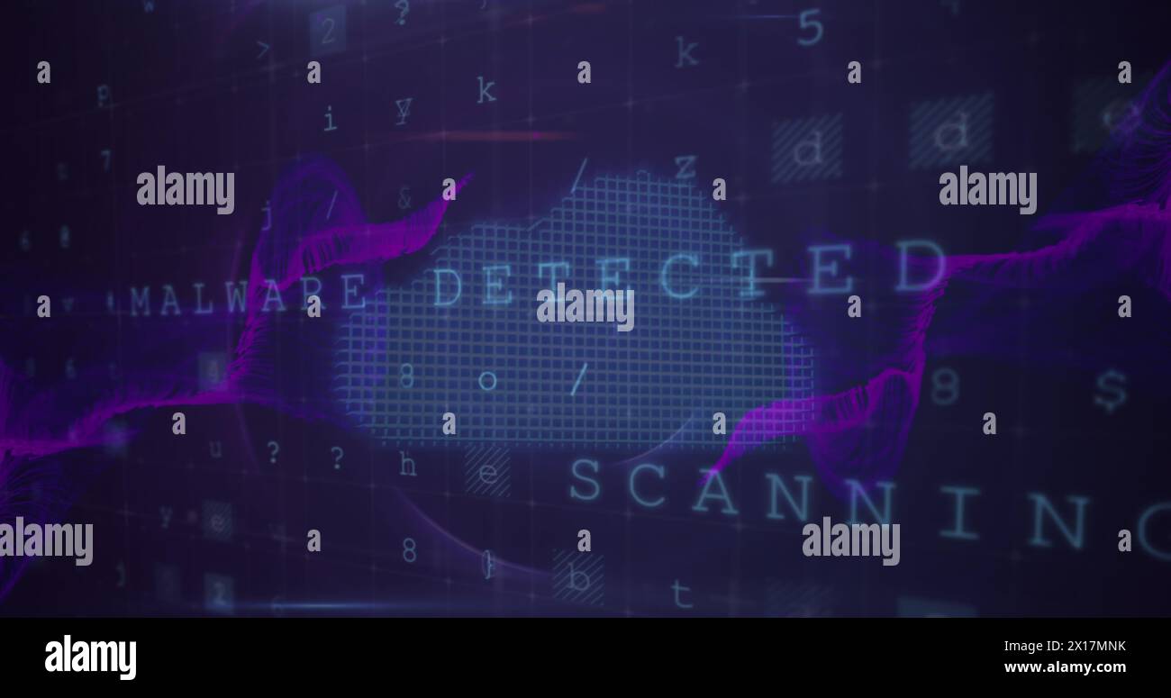 Image of security cyber attack warning, digital cloud and data processing Stock Photo - Alamy