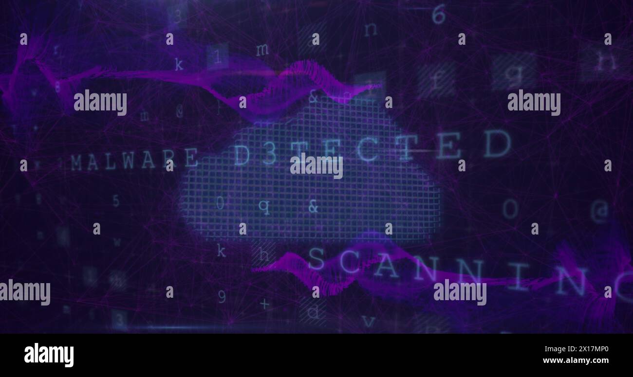 Image of security cyber attack warning, digital cloud and data ...