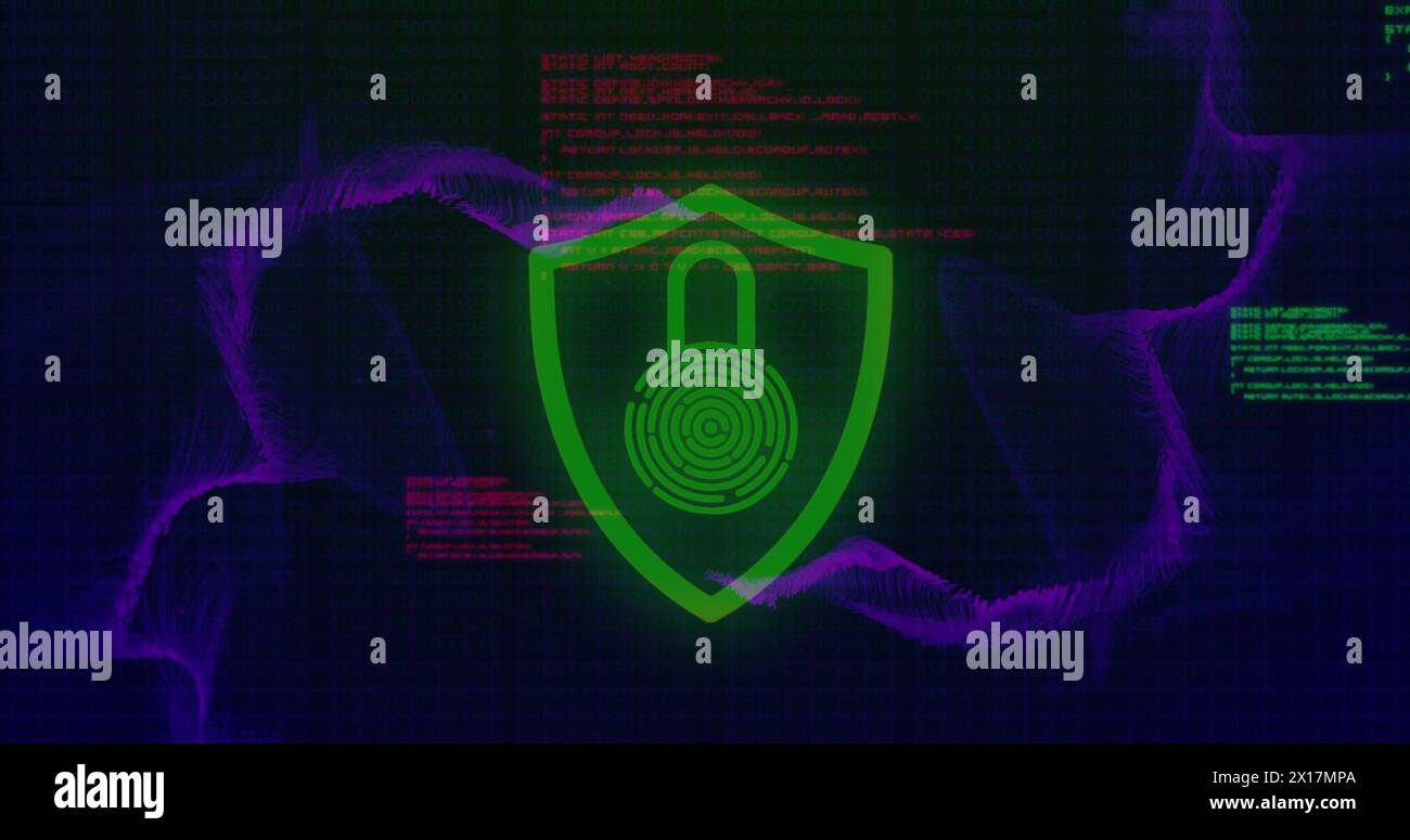 Image of security padlock and data processing Stock Photo - Alamy