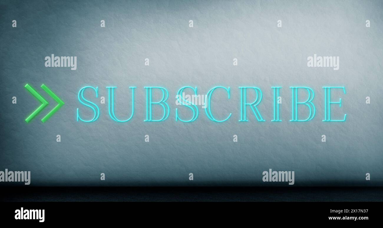 Image of subscribe text sparkling in blue with a green sparkling arrow ...