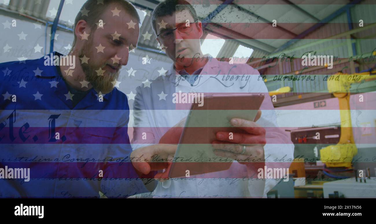 Waving american flag constitution text hi-res stock photography and ...