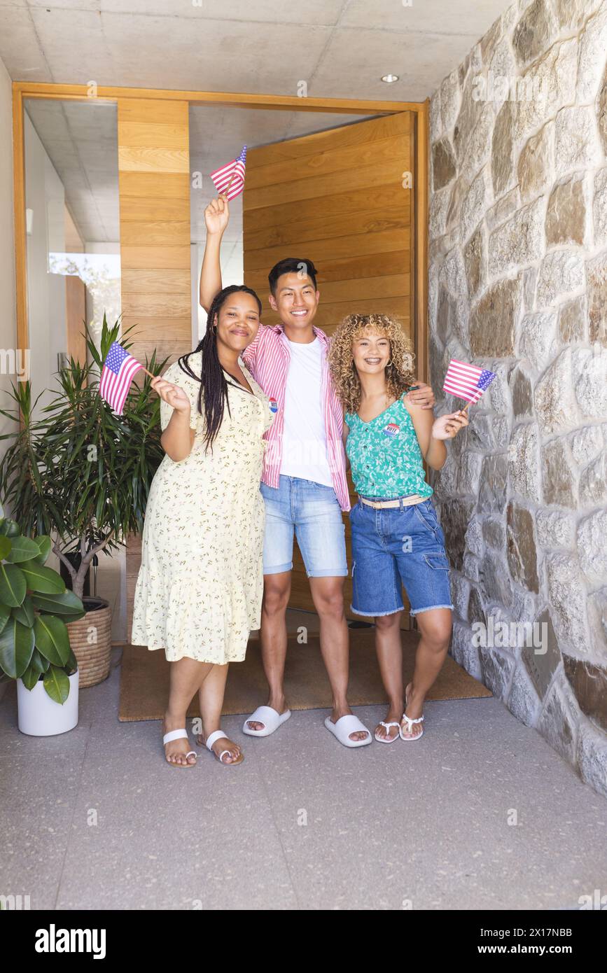 Happy group of people waving flags hi-res stock photography and images ...