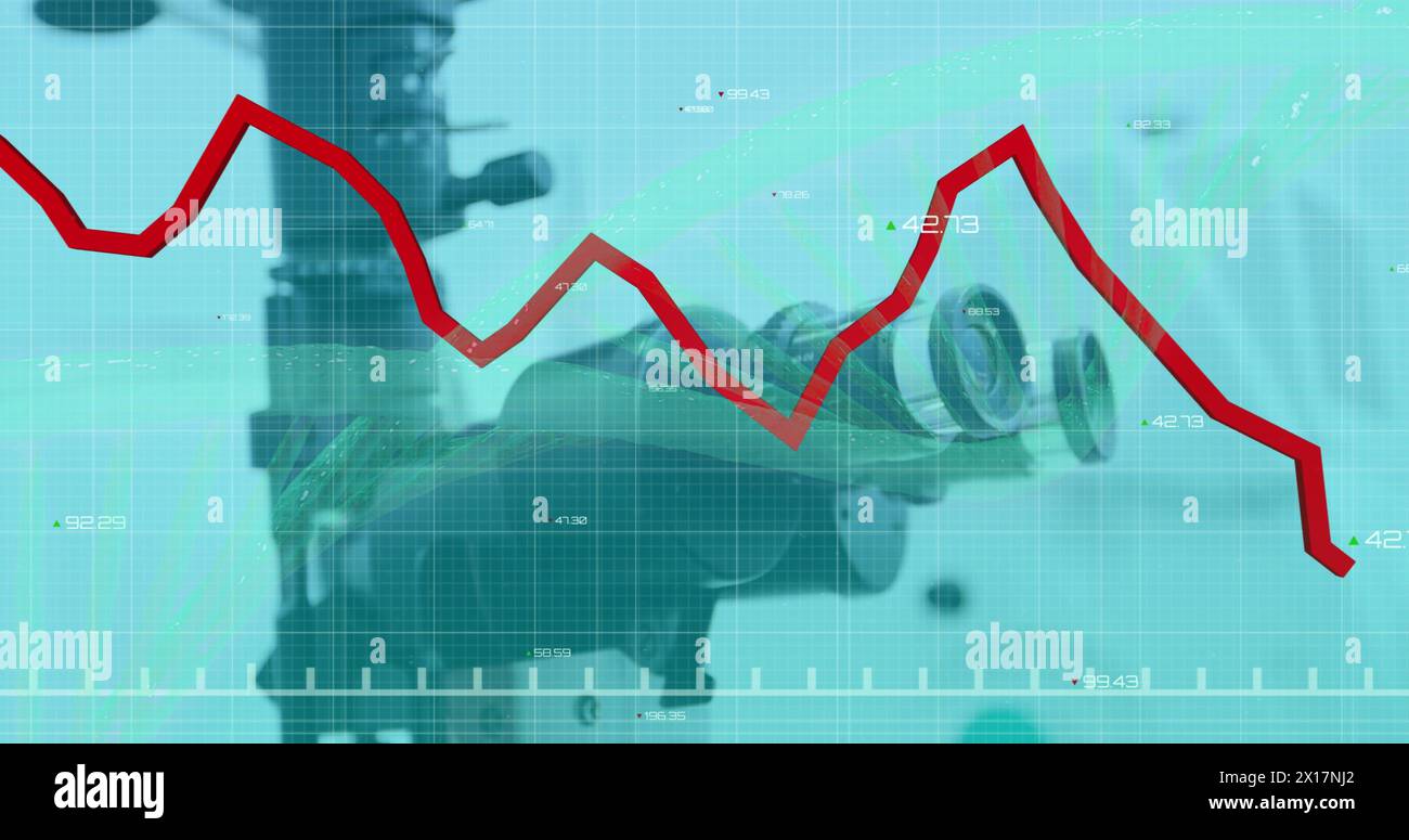 Image of data processing and dna strand over microscope Stock Photo - Alamy