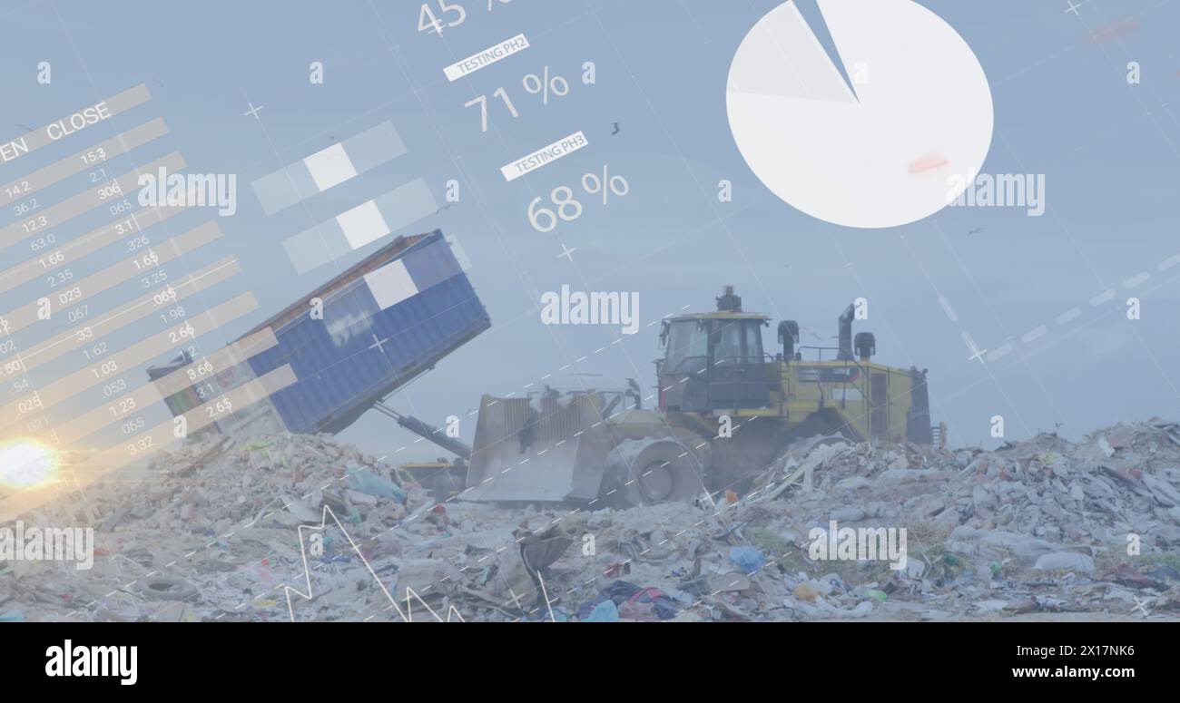 Image of multiple graphs with database moving over bulldozer unloading ...