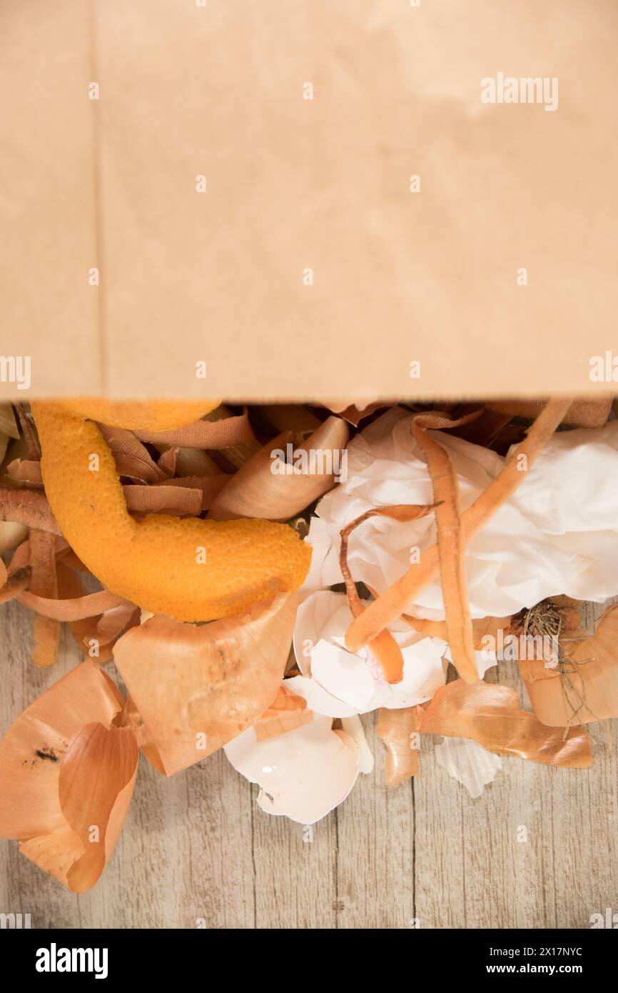 Paper bio bag for domestic food garbage. Compost waste Stock Photo - Alamy