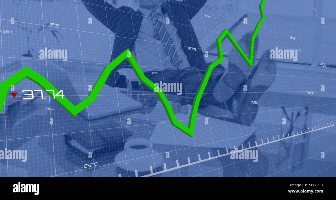 Image Of Statistical Data Processing Against Mid Section Of Businessman