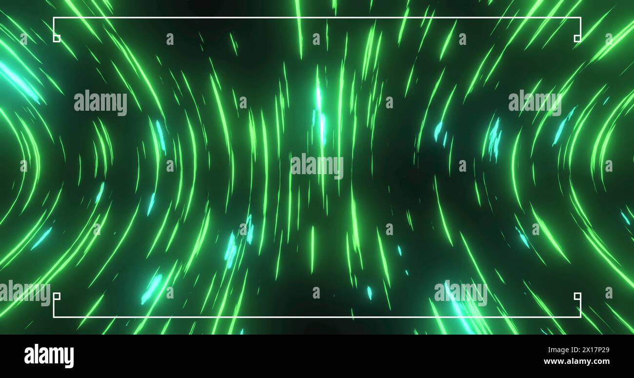 Image of banner with copy space over green light trails spinning ...