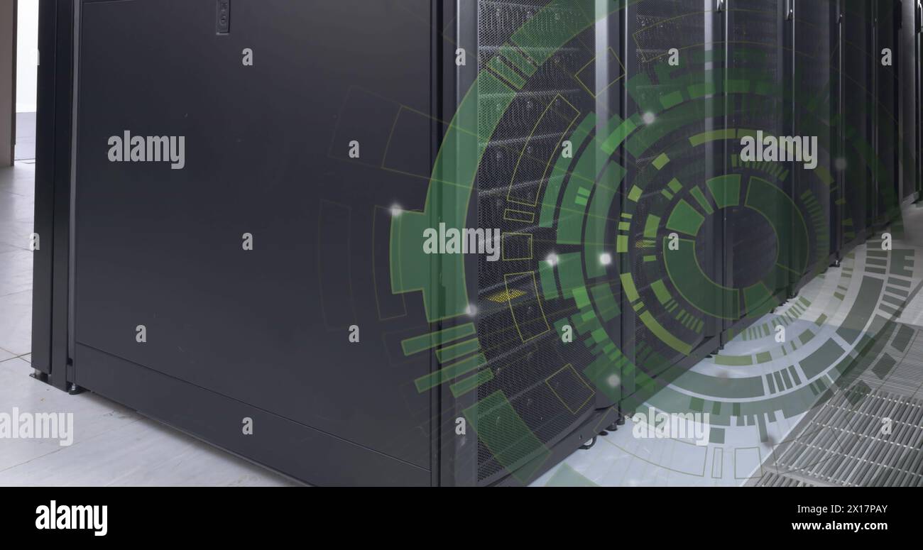Image of round scanner spinning against computer server room Stock ...