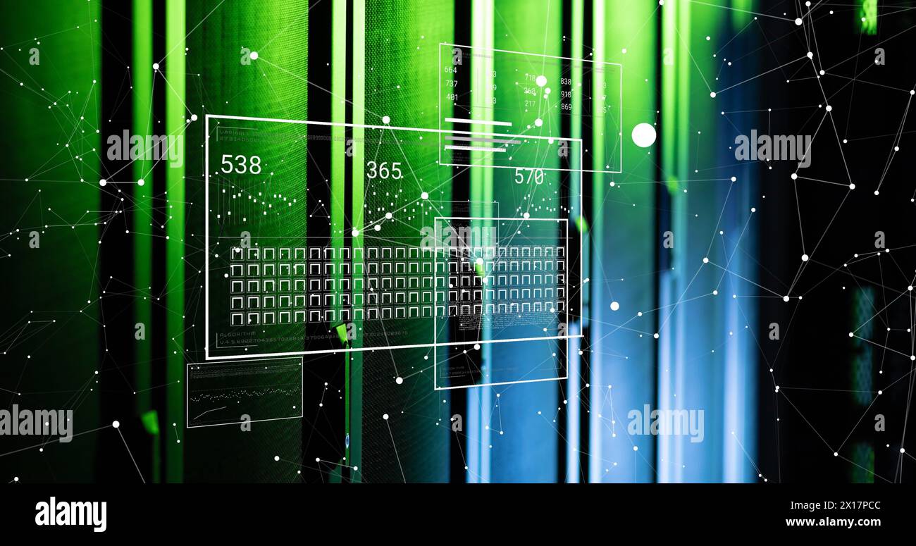 Image Of Interface With Data Processing And Network Of Connections