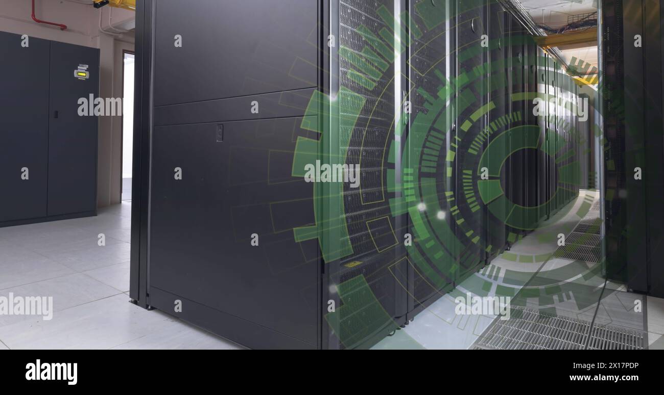 Image of round scanner spinning against computer server room Stock ...