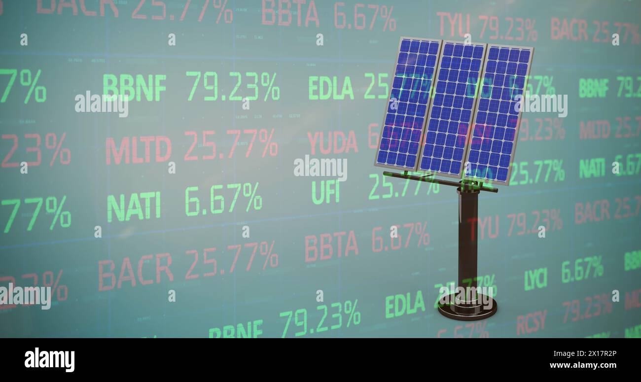Image of multicolored trading board and solar panel Stock Photo - Alamy