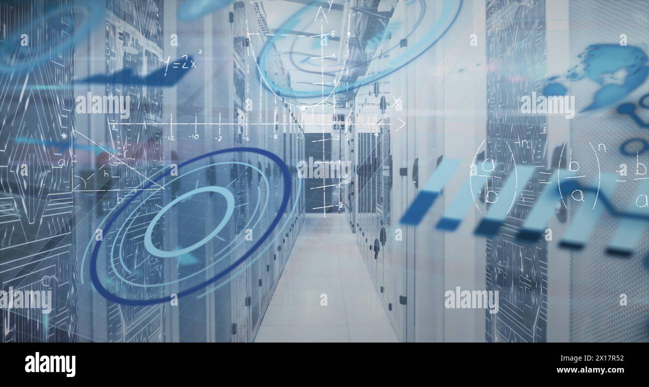 Image of scope scanning and data processing over tech room with ...