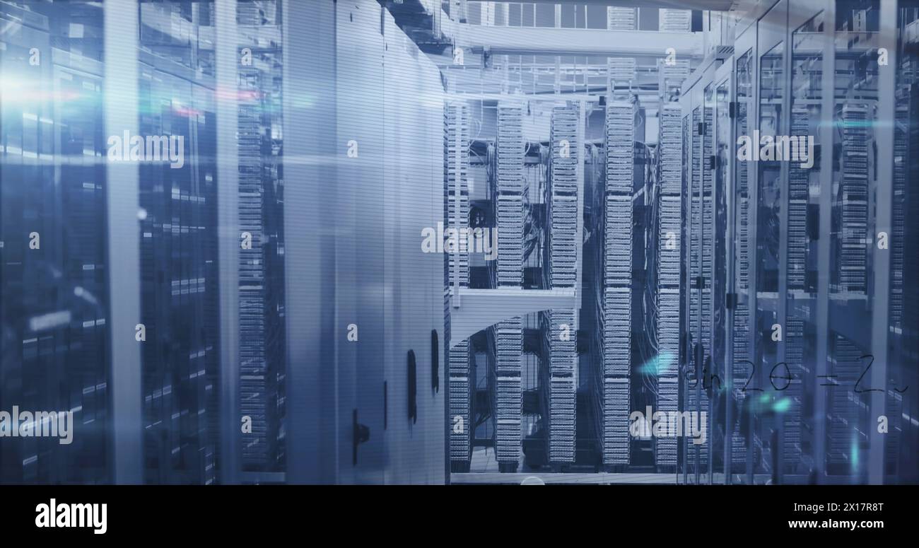 Image of data processing over server room Stock Photo - Alamy