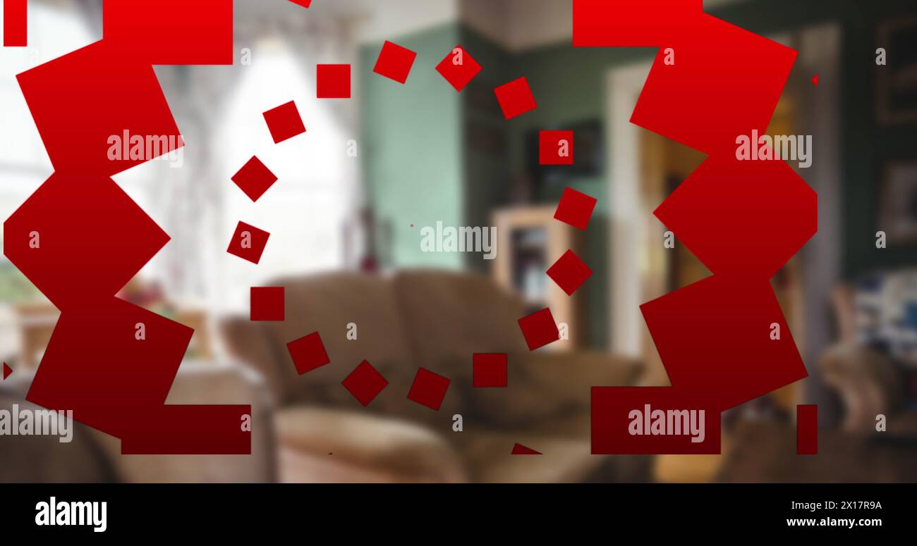 The living room at home has a green background with red hypnotic ...