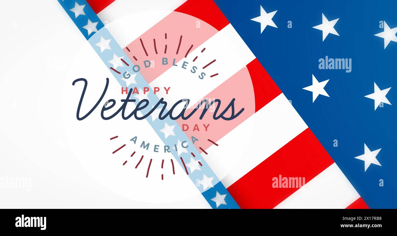 Image of happy veteran day over flag of usa and lines on white background Stock Photo - Alamy