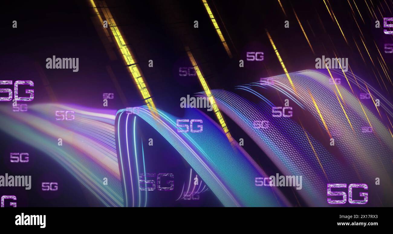 Image of 5g text and data processing on dark background Stock Photo - Alamy