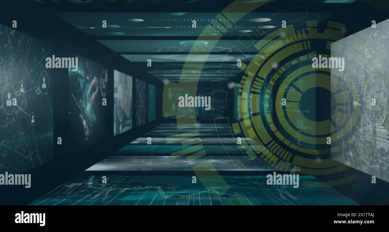 Image of data processing over screens Stock Photo - Alamy