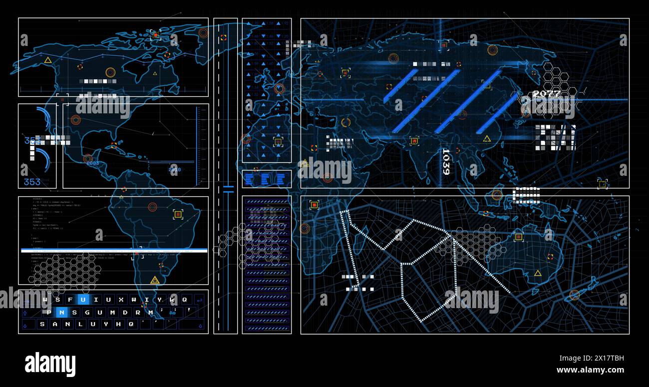 Image of financial data processing over world map Stock Photo - Alamy