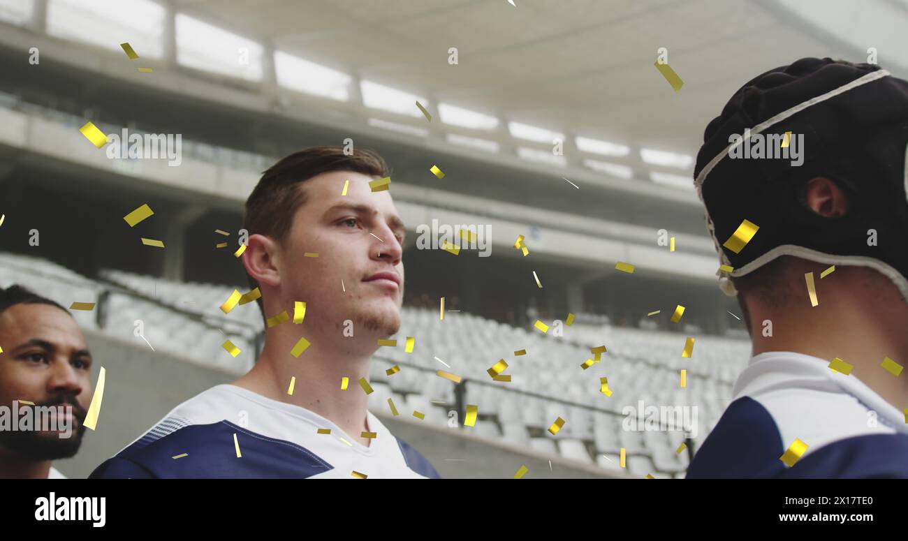 Animation golden confetti falling in hi-res stock photography and ...