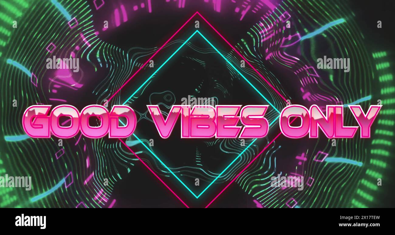 Image of good vibes only text over abstract patterned background Stock ...