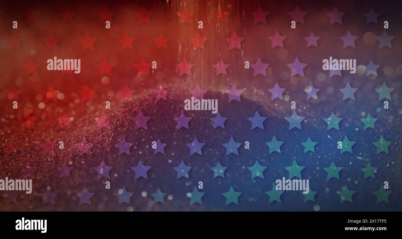 Image of american flag stars over sparkling sand falling in background ...
