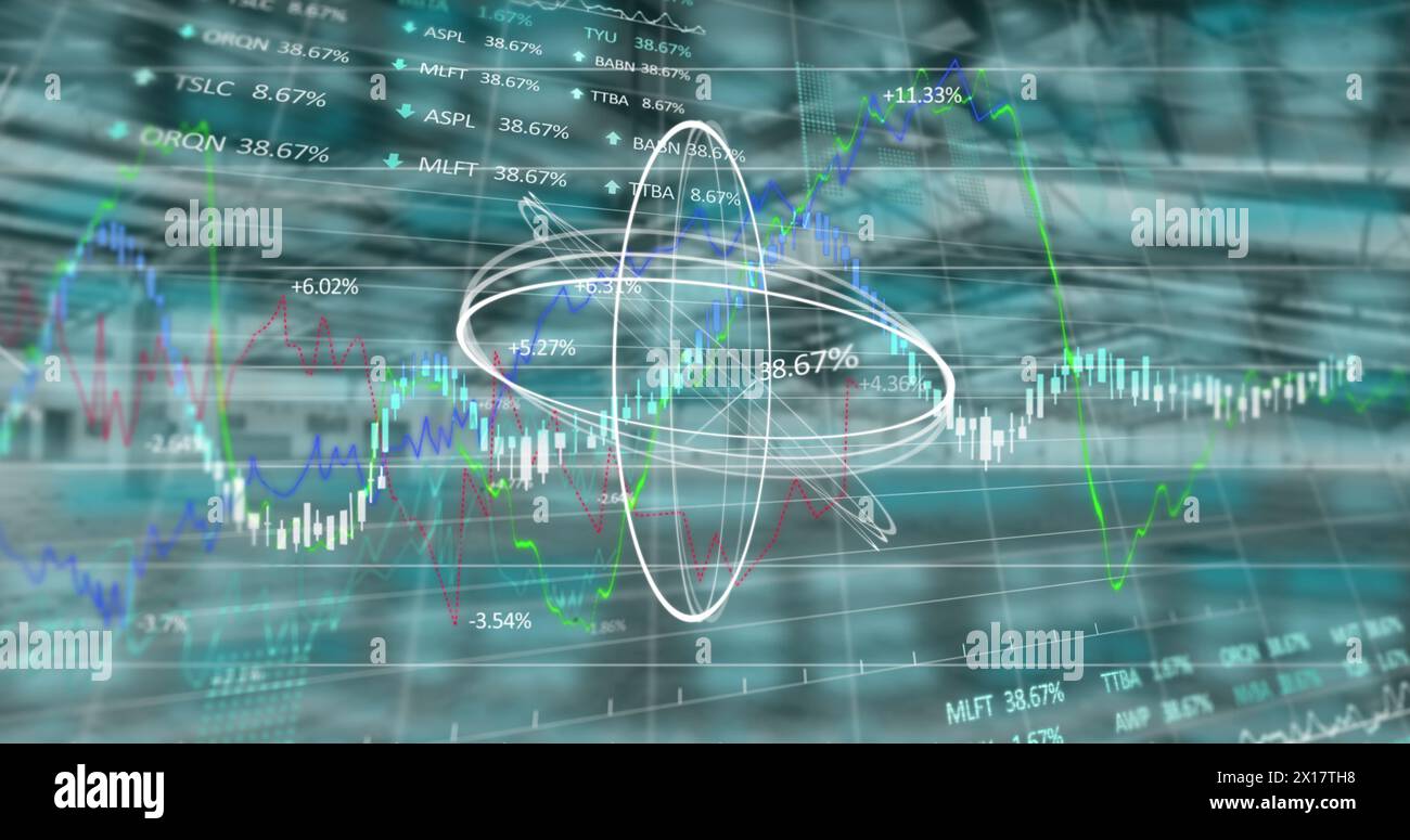 Image of circle and financial data processing Stock Photo - Alamy