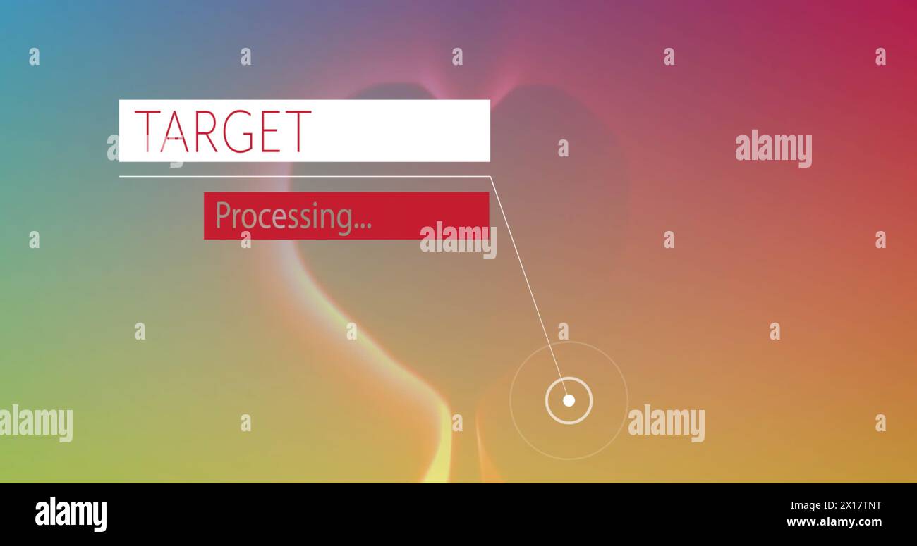 Image of target processing over heart on colorful background Stock ...