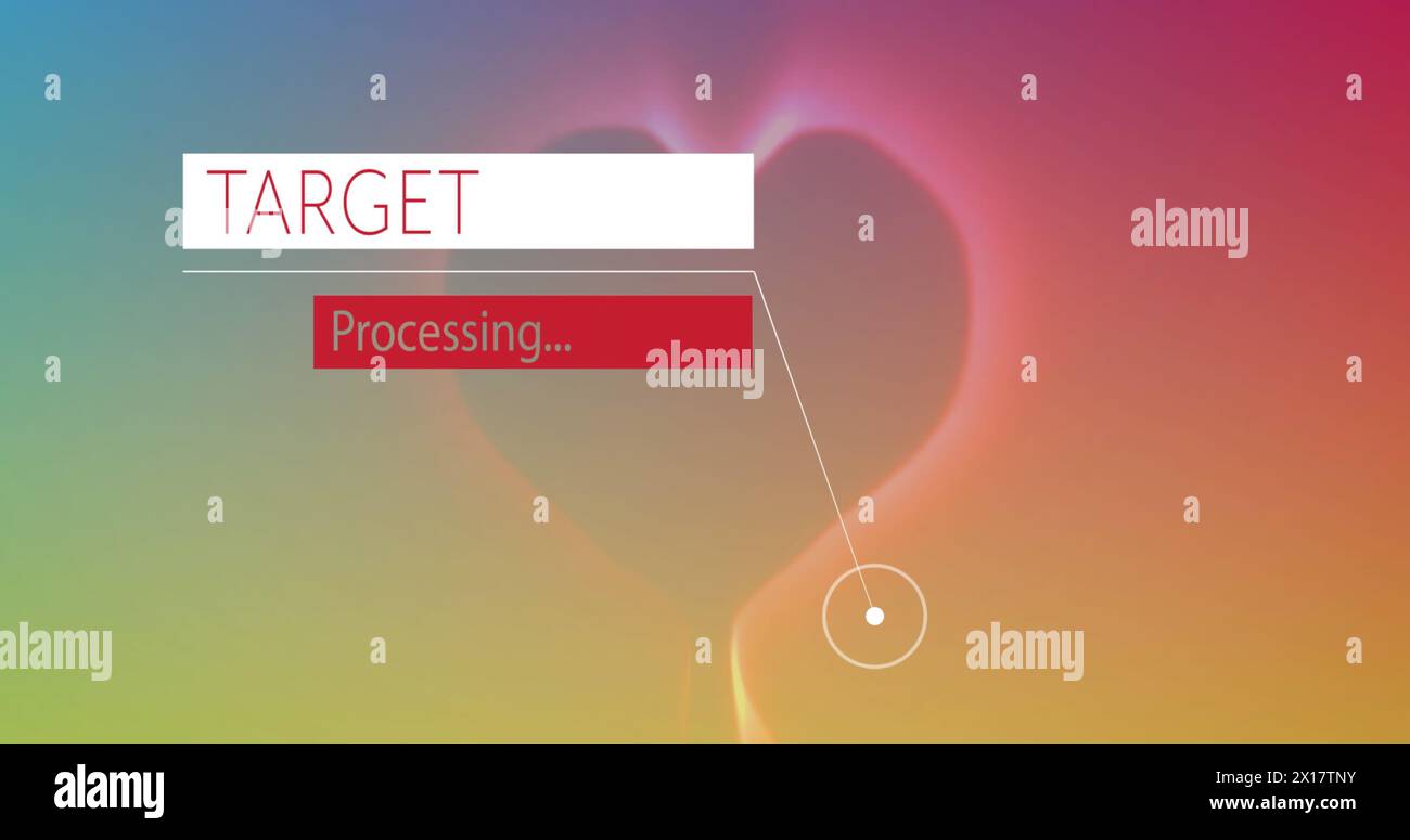 Image of target processing over heart on colorful background Stock Photo - Alamy