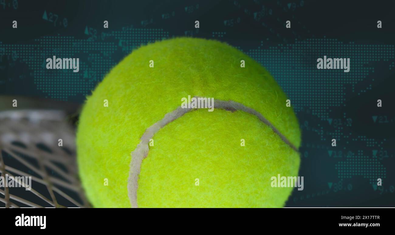 Image of tennis ball over world map Stock Photo - Alamy