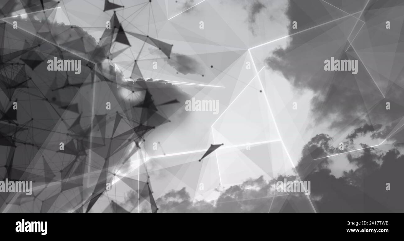 Image of black shapes and clouds moving on grey background Stock Photo ...