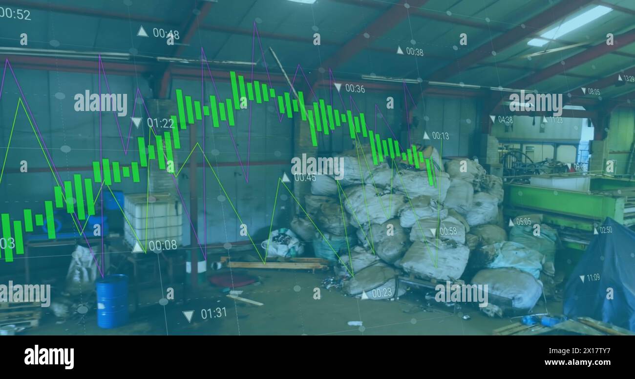 Image of data processing over warehouse at rubbish dump Stock Photo - Alamy