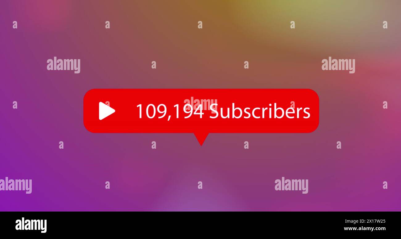 Image of red icon with subscribers and changing numbers on abstract ...