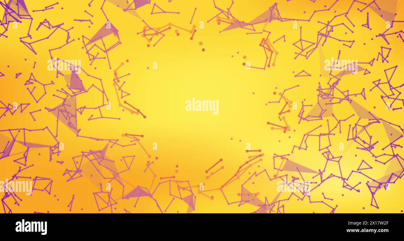 Image of pink dots connecting lines against yellow background Stock ...