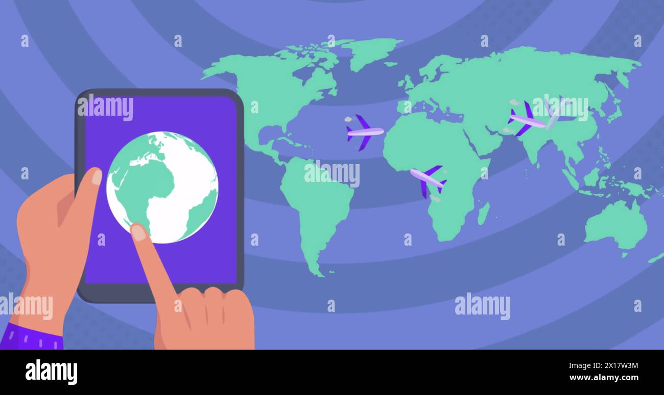 Flying over rotating globe airplane hi-res stock photography and images ...