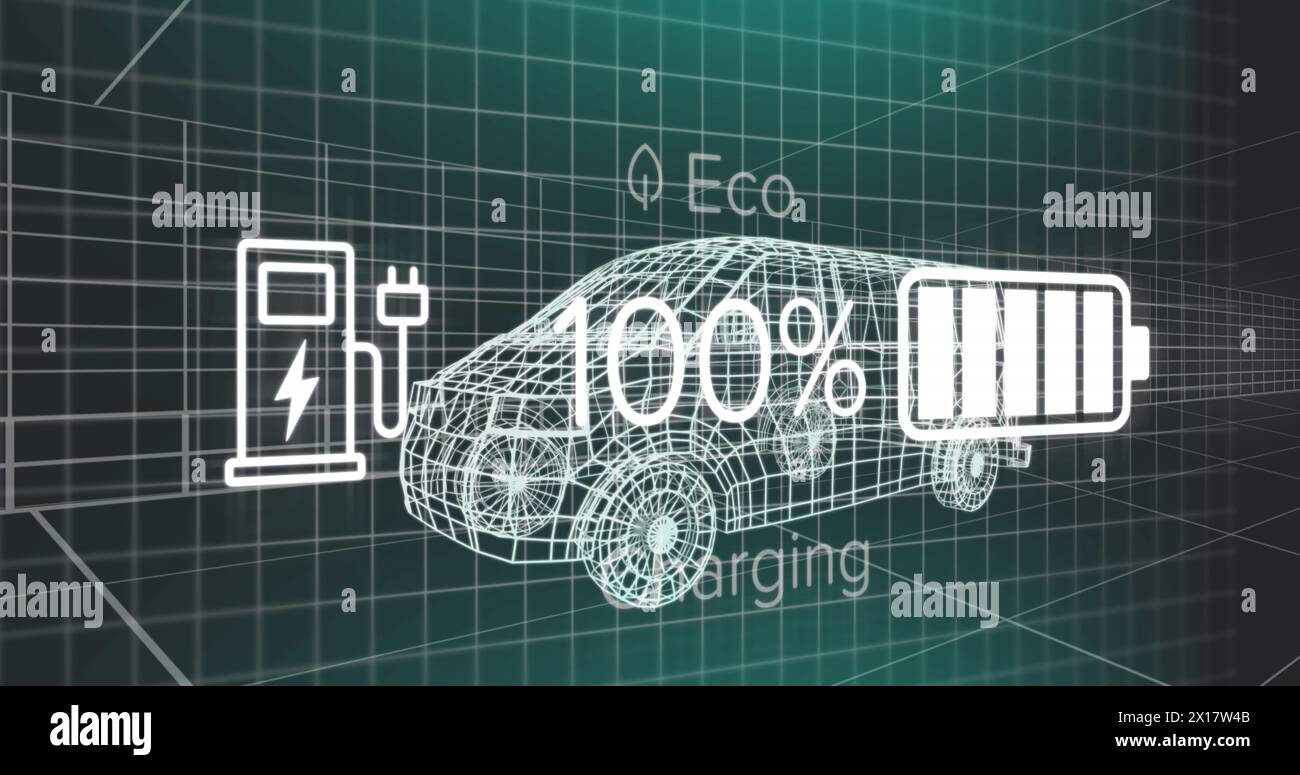 Image of charging interface over 3d van model moving in seamless ...
