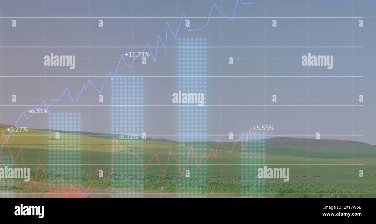 Image of diagrams and data processing over field Stock Photo - Alamy