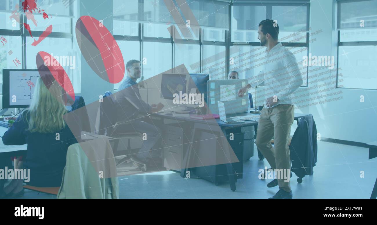 Image Of Statistical Data Processing Against Two Diverse Men High