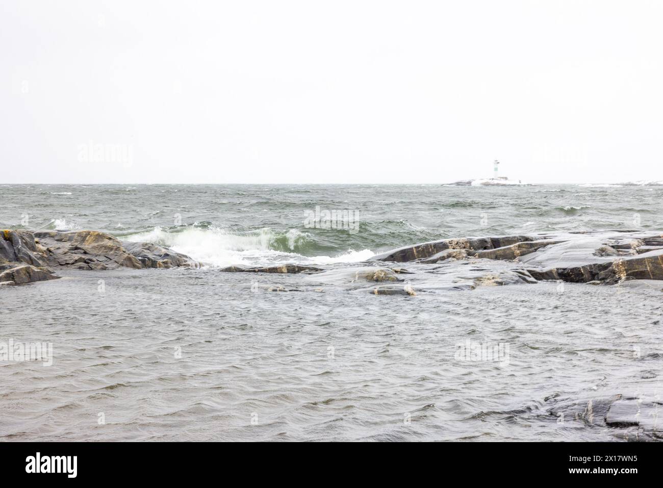 nordic landscape with snow, sweden, water, ice beach and shore Stock ...