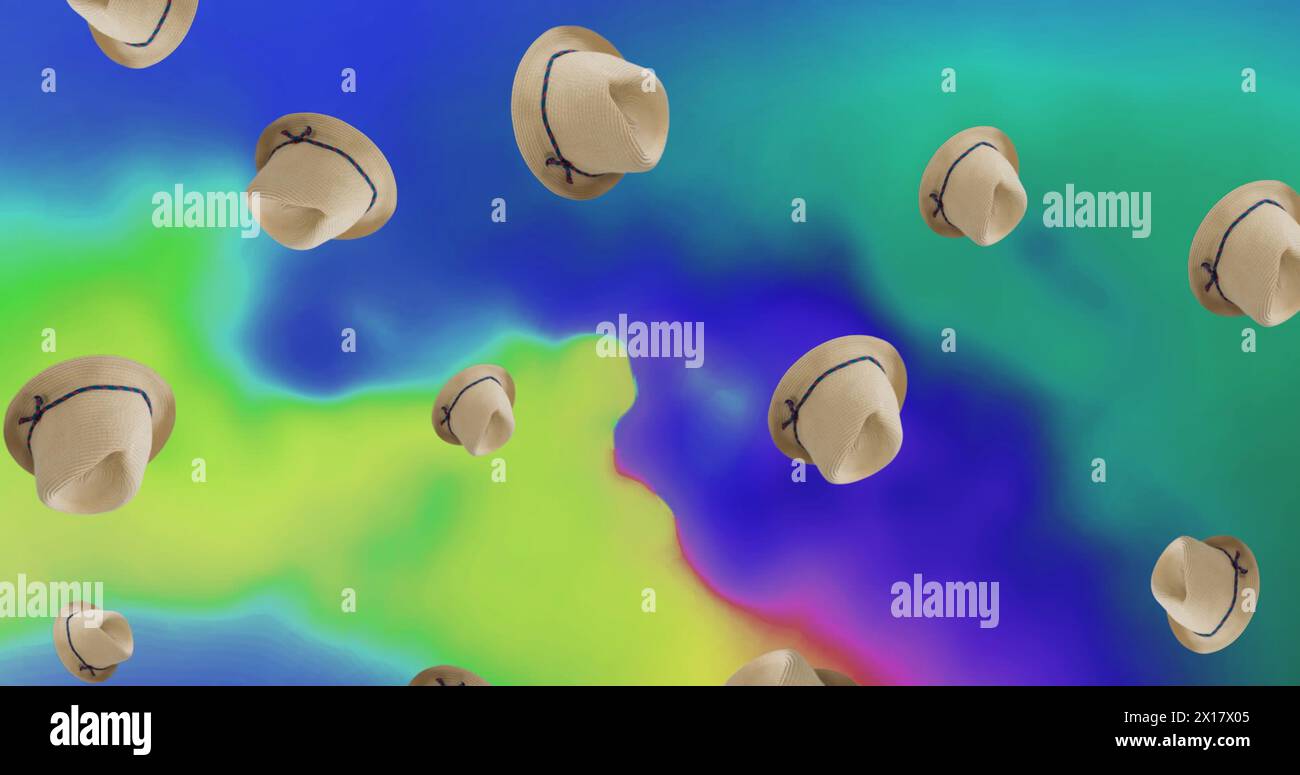 Image of hats falling over shapes Stock Photo - Alamy