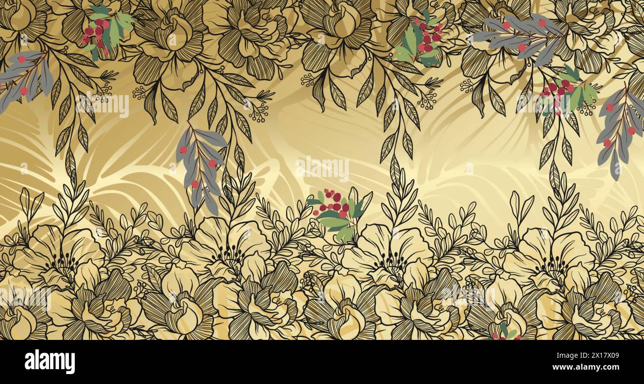 Image of falling branches over floral background Stock Photo - Alamy