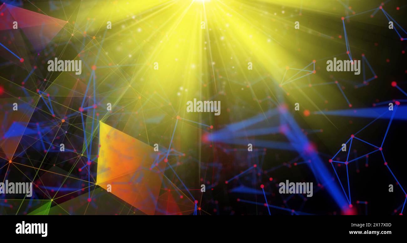 Image of yellow light and connections on black background Stock Photo ...